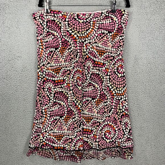 S.L.B. | Skirts | Slb Silk Skirt Women M Pink Orange White Geometric ...